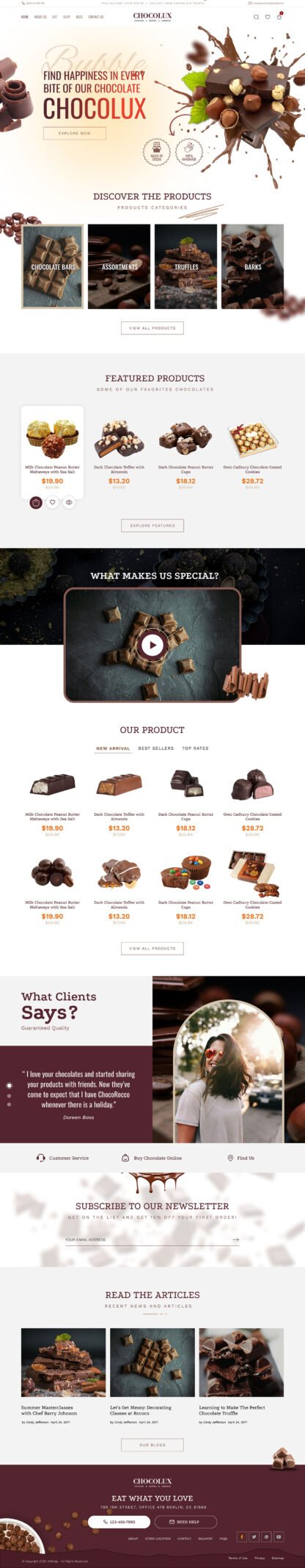 ChocoLux – Chocolate & Candy Shop WooCommerce Elementor Template Kit - KitNinja