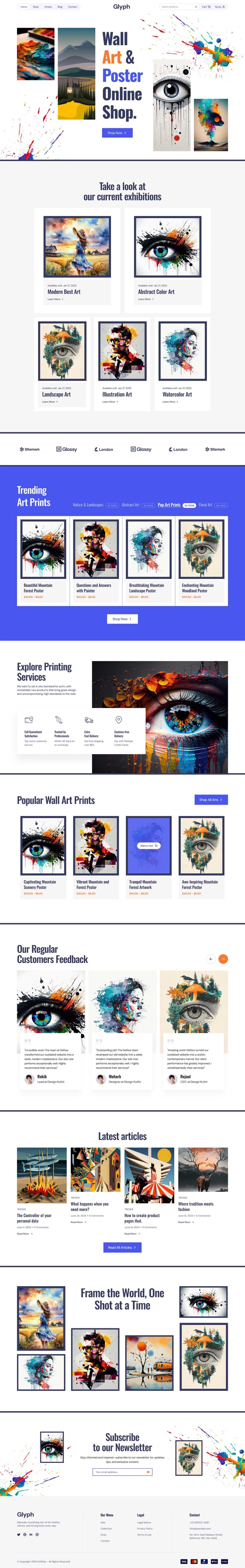 Glyph – Wall Art & Poster Online Shop WooCommerce Elementor Template ...
